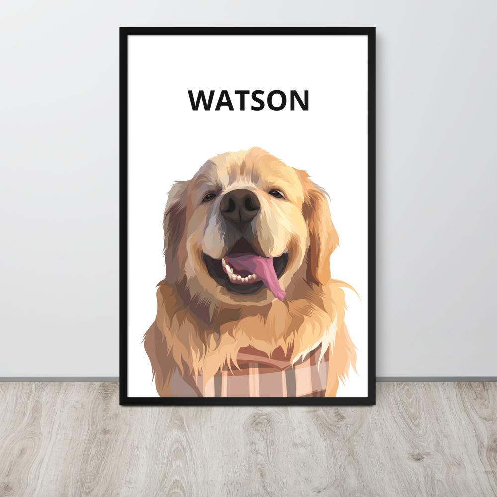 Custom Pet Portrait Framed Poster – Paw Gifty