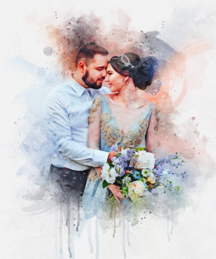 Custom Couple Portrait Watercolor – Paw Gifty